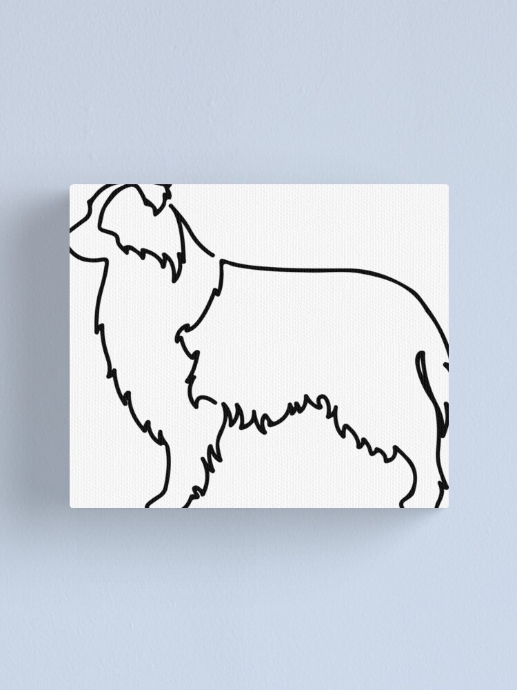 Lienzo «Border Collie Doodle dibujo impresión. Arte de línea de Border Collie moderno en blanco ...