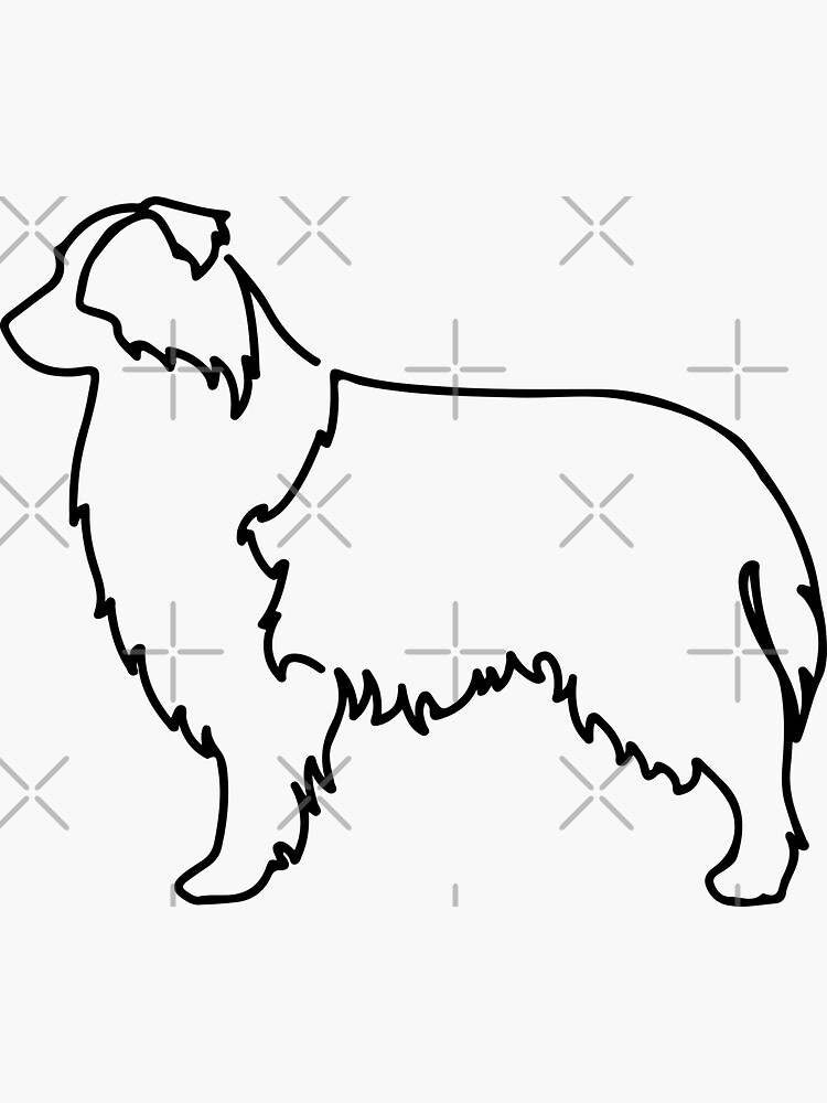 Pegatina «Border Collie Doodle dibujo impresión. Arte de línea de Border Collie moderno en ...