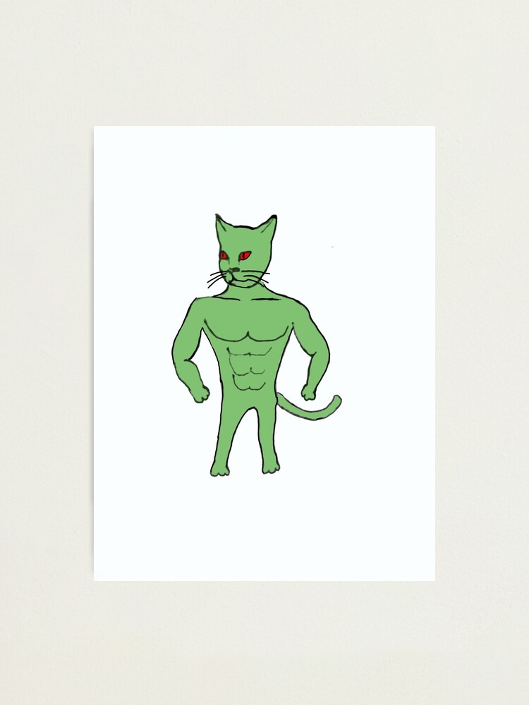 "Funny Muscular Cat -Buff Cat Meme" Photographic Print for Sale by ...