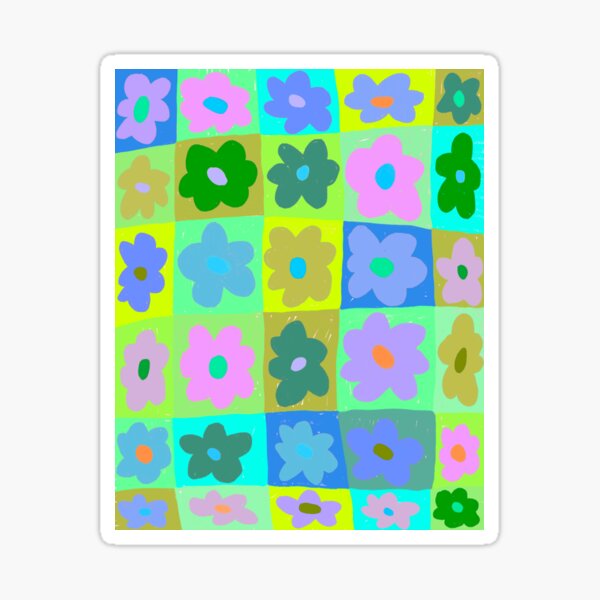 "Cutie flower power squares " Sticker for Sale by chloemaeward | Redbubble