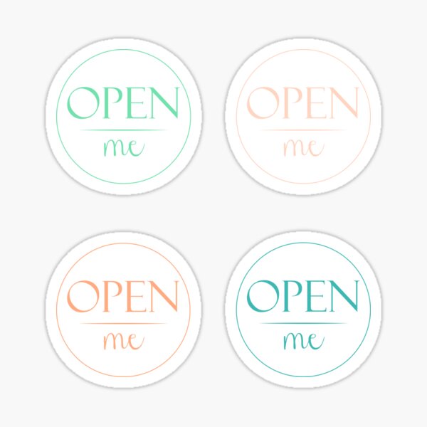 "Open me! minimalist signs (pastels)" Sticker for Sale by Juditdesign ...