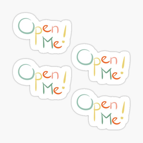 "Open me! colorful sign 4 times in rainbow colors" Sticker for Sale by ...