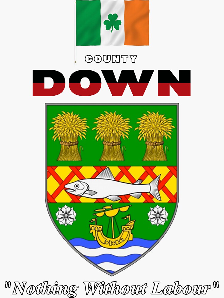 "COUNTY DOWN IRELAND - OFFICIAL CREST" Sticker for Sale by CathalDevlin ...