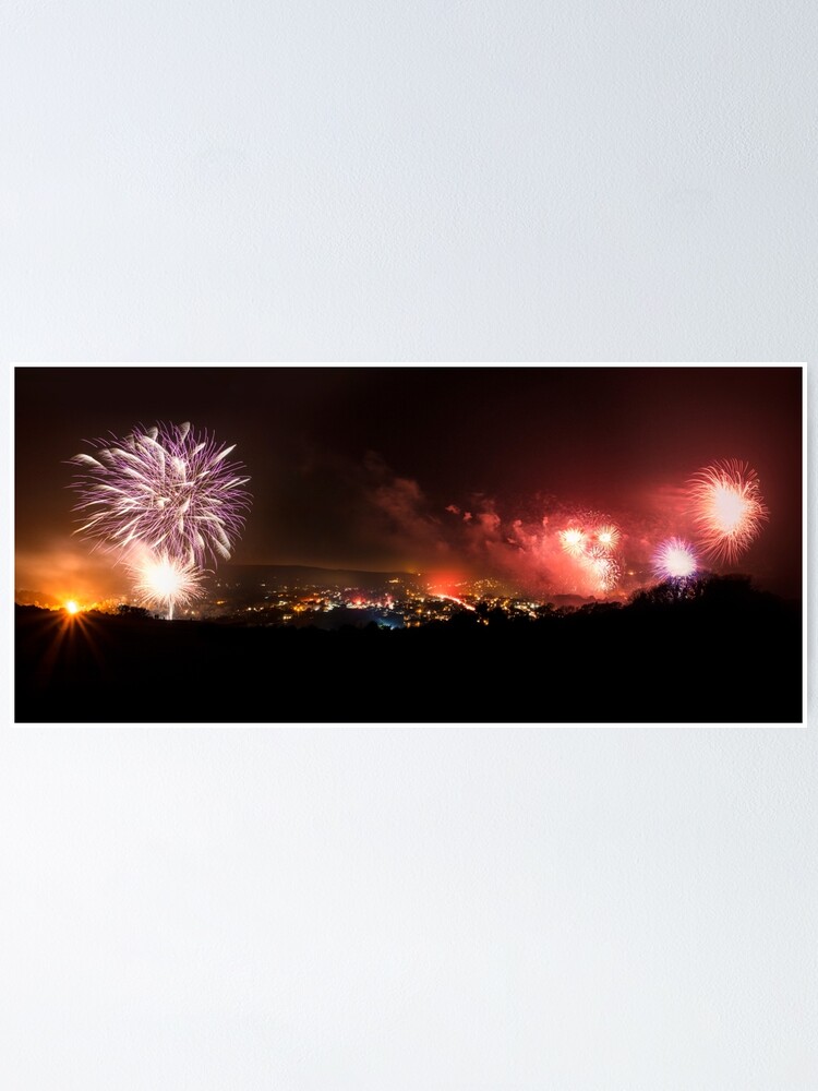 "Lewes Bonfire Panorama" Poster by petegrev | Redbubble