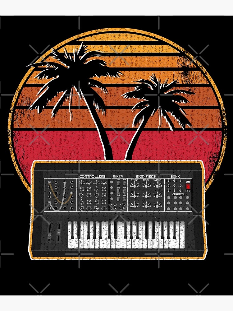 "Analog Synthesizer Vintage 70s Sunset Synth" Poster for Sale by ...