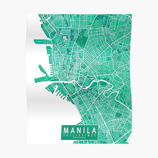 "Manila City Map of the Philippines - Watercolor" Poster by deMAP ...