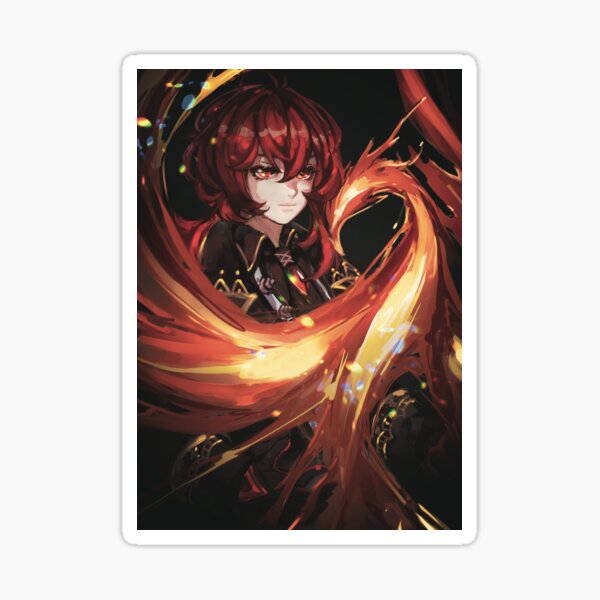 "Genshin Impact Diluc " Sticker for Sale by delfinart | Redbubble