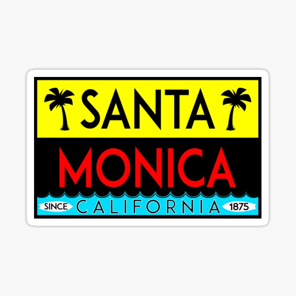 "SURFING SANTA MONICA CALIFORNIA SURF BEACH VACATION PALM TREE VINTAGE ...