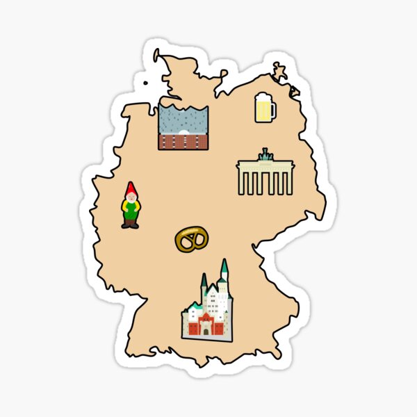 "Germany landmarks map - Tourist attractions" Sticker for Sale by ...