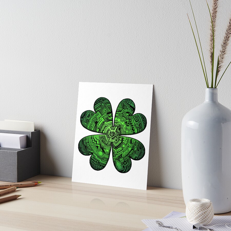 "Zen Doodle Clover Shamrock Bright Green St. Patty's Day Art" Art Board ...