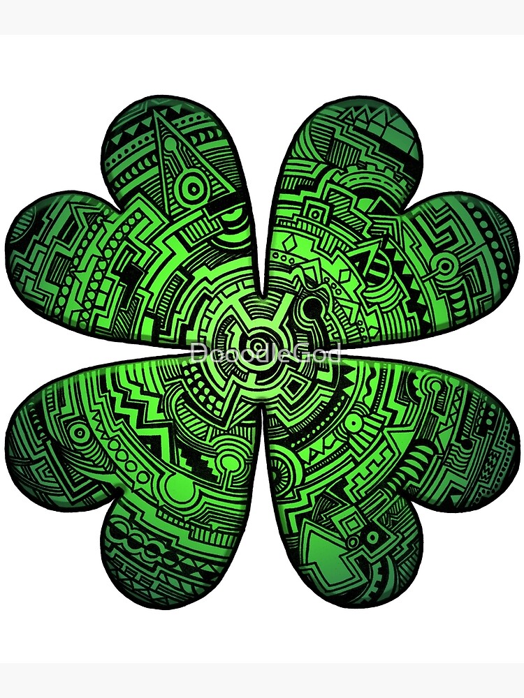 "Zen Doodle Clover Shamrock Bright Green St. Patty's Day Art" Poster by ...