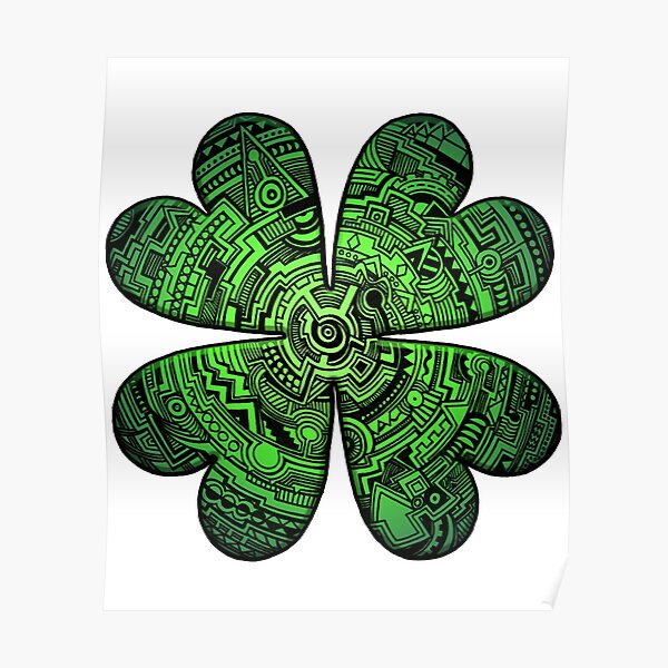 "Zen Doodle Clover Shamrock Bright Green St. Patty's Day Art" Poster by ...