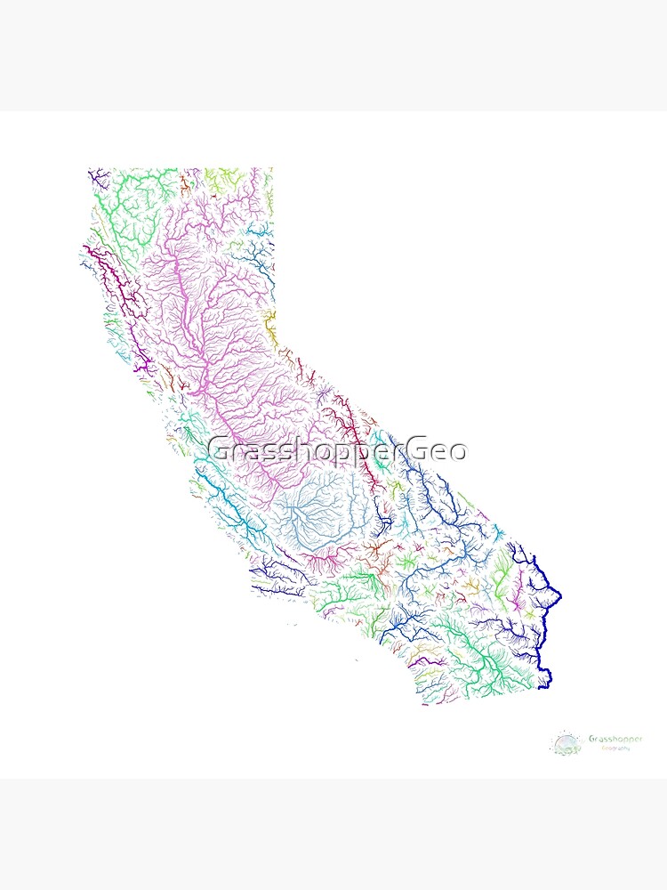Lámina metálica «Mapa de la cuenca del río California en colores del ...