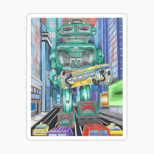 "Retro Robot - Robots, Space" Sticker for Sale by lightburstmedia ...
