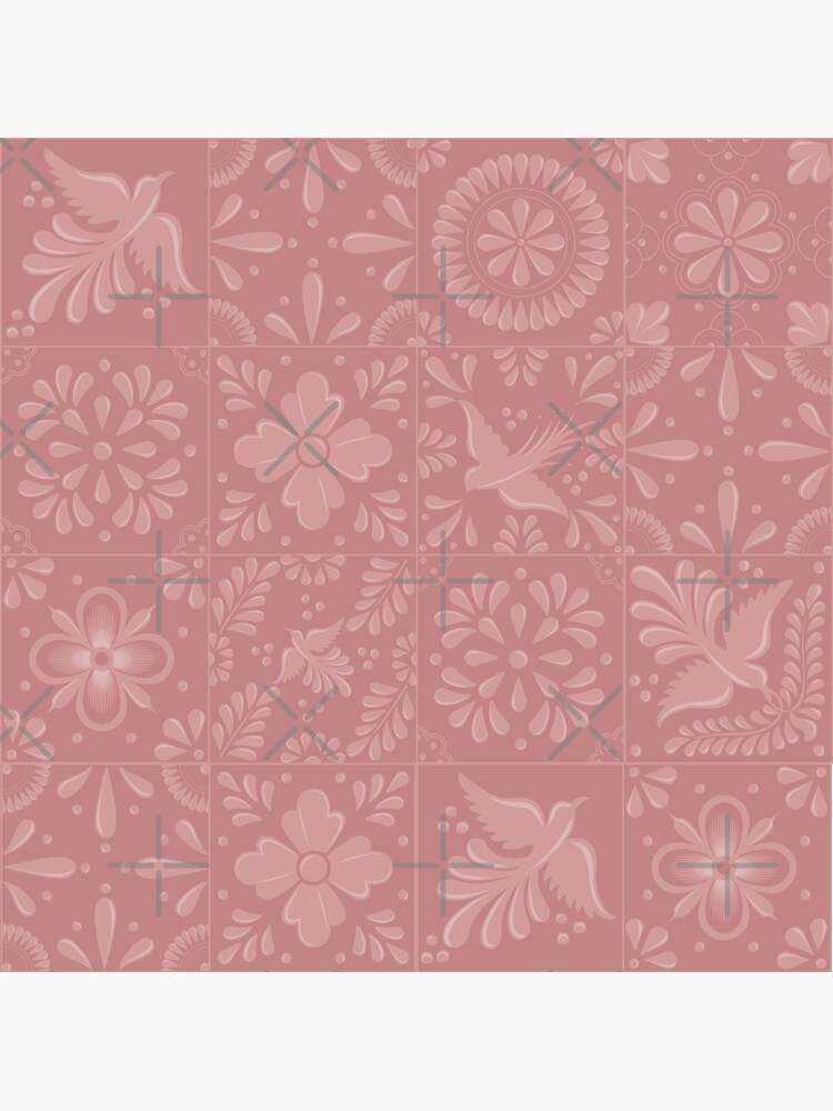 "Mexican Elegant Pink Talavera Tile Pattern by Akbaly" Sticker for Sale ...