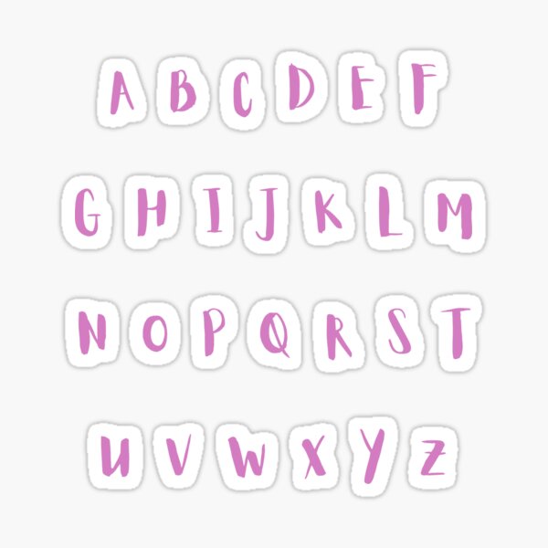 "Pink Alphabet " Sticker for Sale by evillynnn | Redbubble