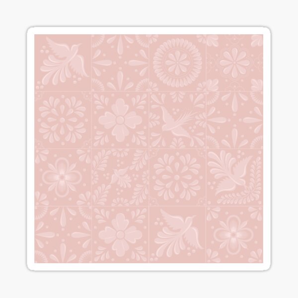 "Mexican Pale Pink Talavera Tile Pattern by Akbaly" Sticker for Sale by ...