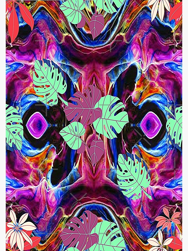 "Fantacy Forest Psychedelic Pattern with Leaves,Graphic Psychedelic ...