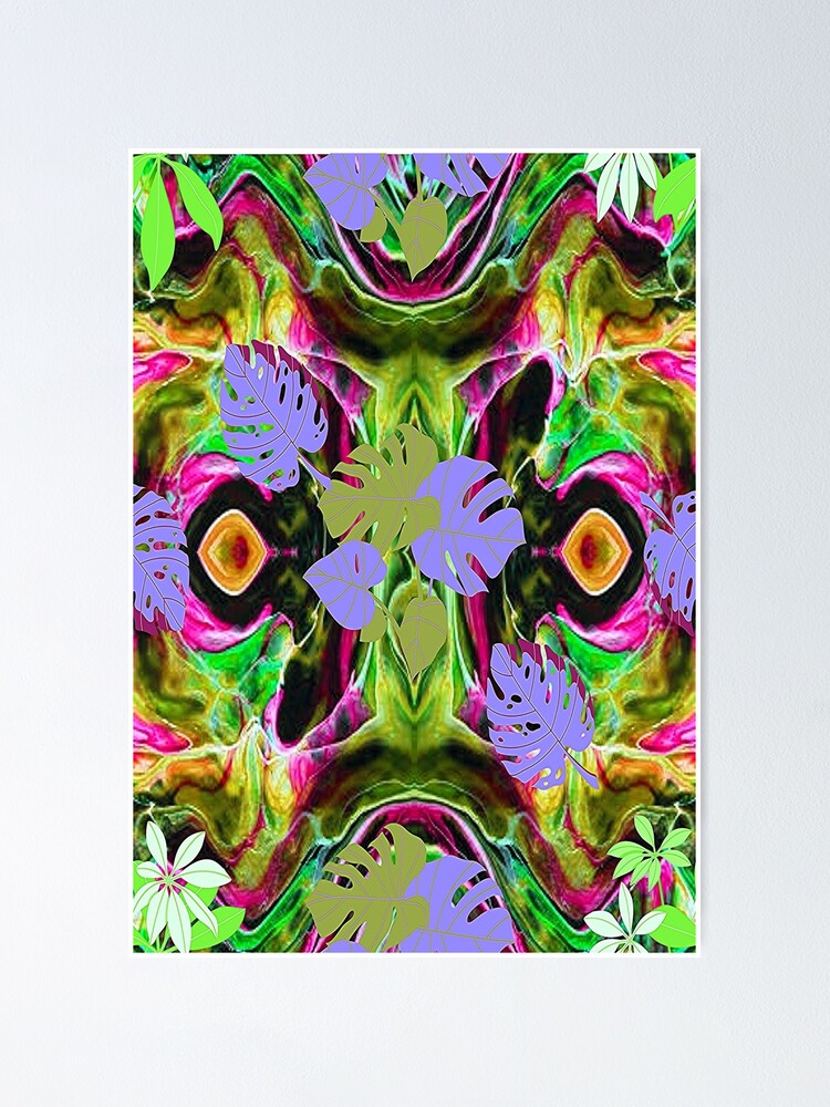 "Fantasy Forest Psychedelic Pattern with Leaves, 3,Graphic Psychedelic ...