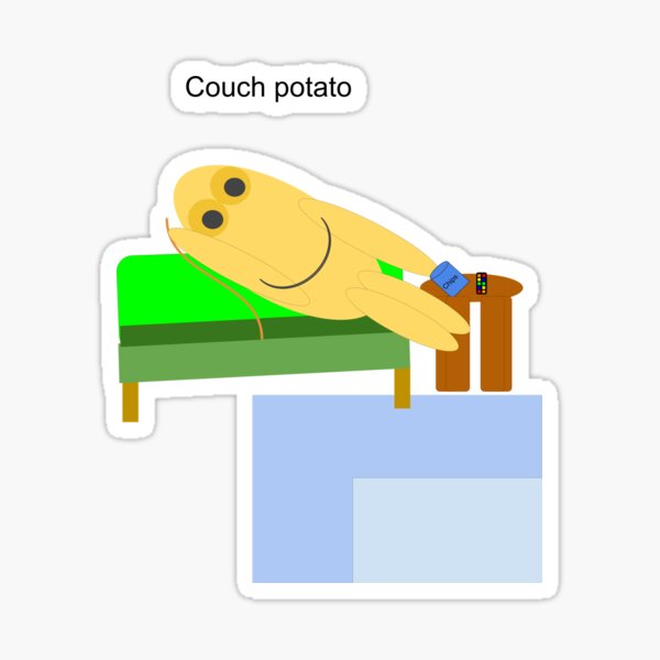 "Lazy Funny Smiling Couch Potato" Sticker for Sale by Squrriel11 ...