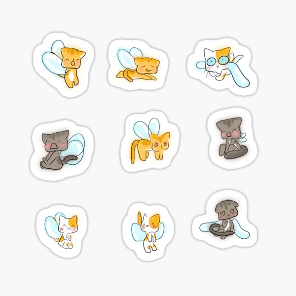 "cat fairy pack" Sticker for Sale by kimbasmama | Redbubble
