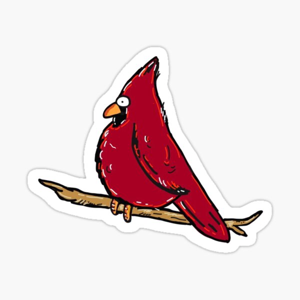 "Cardinal cute cartoon on branch" Sticker by Marble1212 | Redbubble