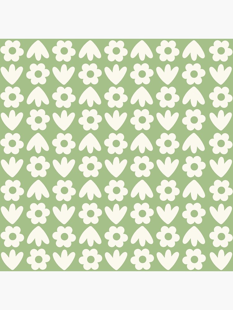"Freja Flowers Scandinavian Floral Pattern in Light Sage Green and ...