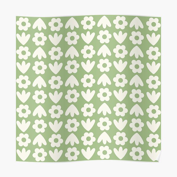 "Freja Flowers Scandinavian Floral Pattern in Light Sage Green and ...