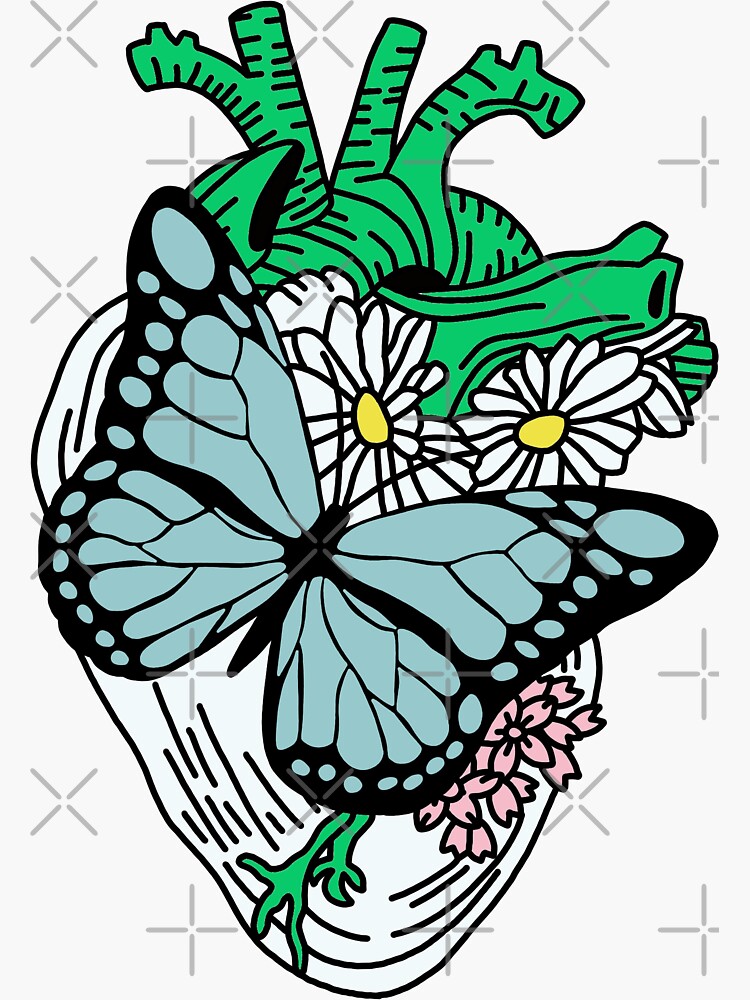 "Butterfly heart" Sticker for Sale by mrek068 | Redbubble