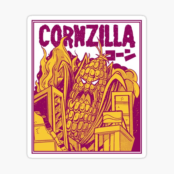 "cornzilla " Sticker for Sale by TRIBExSPACE | Redbubble