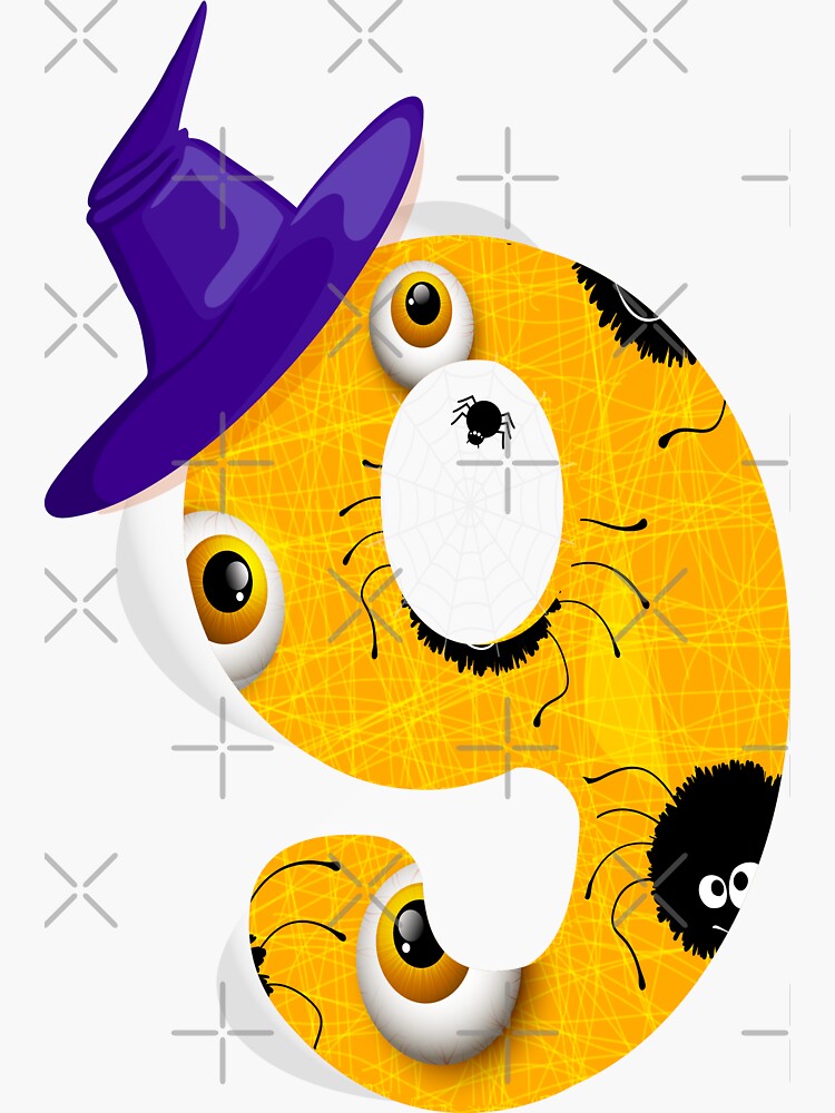 Pegatina «Divertido halloween número nueve: cool 9 fondo transparente ...