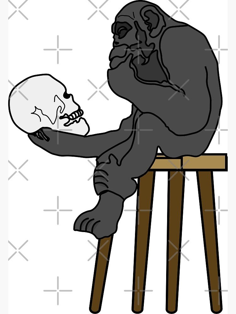 "Darwin evolution Ape Thinker with skull design great gift for men and ...