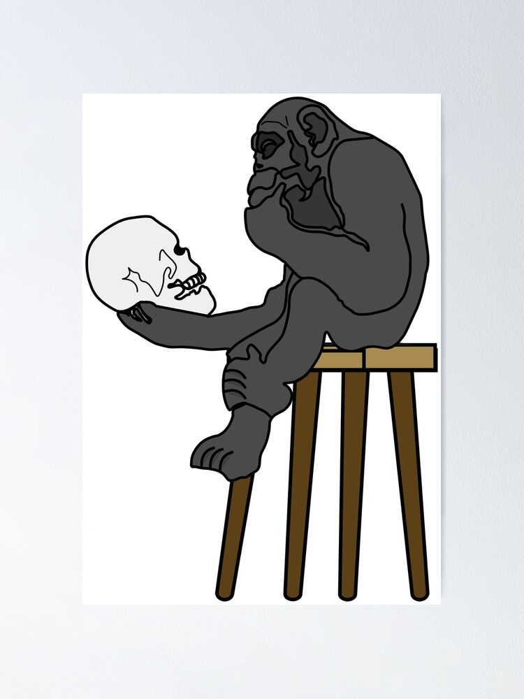 "Darwin evolution Ape Thinker with skull design great gift for men and ...