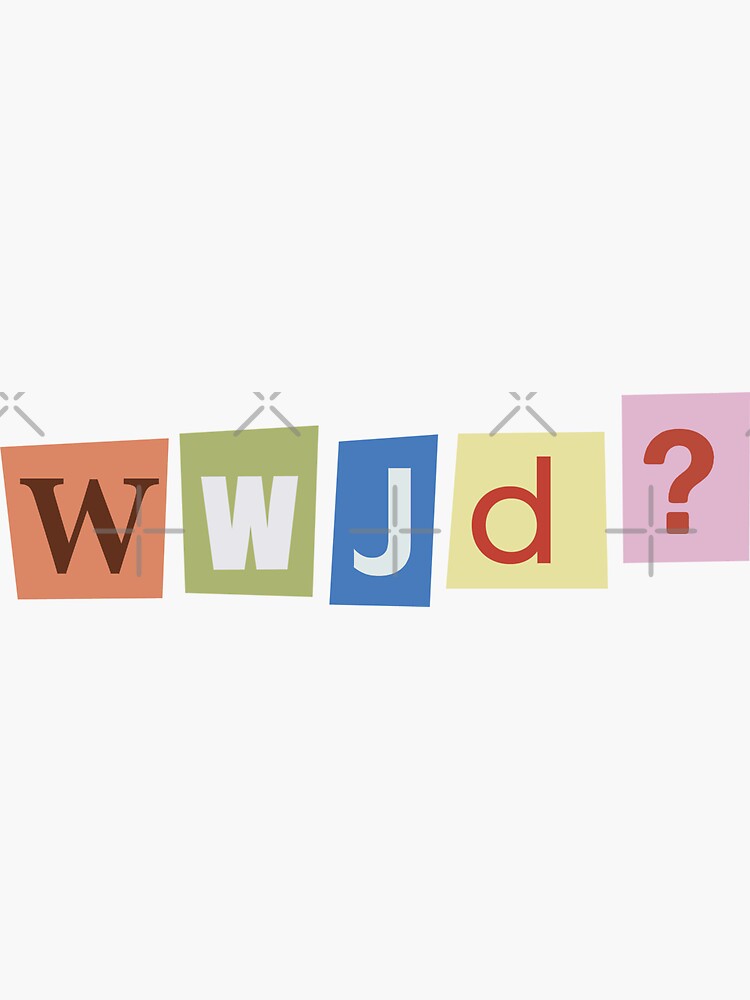 "wwjd?" Sticker for Sale by nicolaysdesigns | Redbubble
