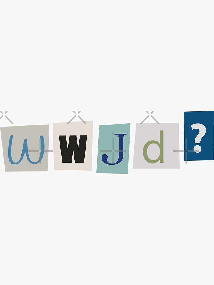 "wwjd?" Sticker for Sale by nicolaysdesigns | Redbubble