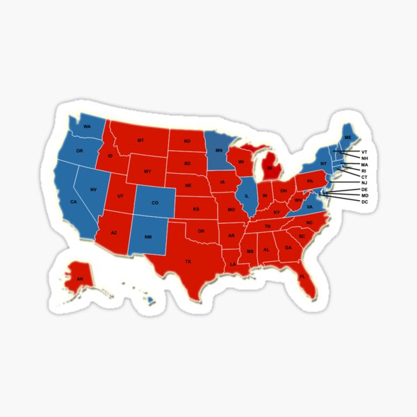 "Donald Trump 45th US President - USA Map Election 2016" Sticker for ...