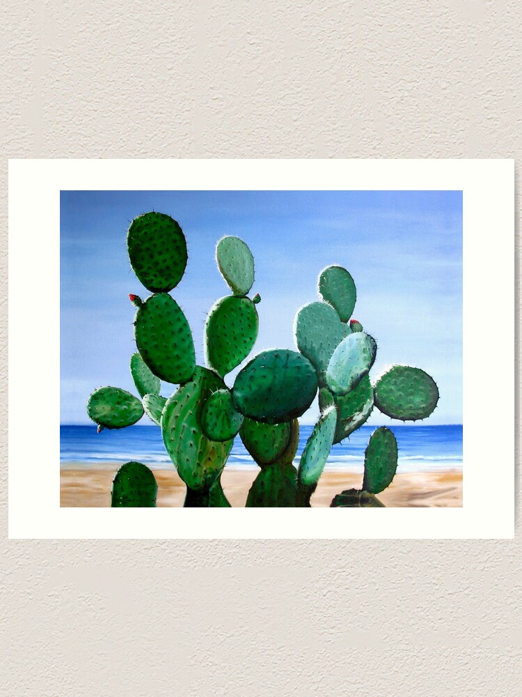 ""Nopal de la Mar" - oil painting of a cactus on the beach" Art Print ...