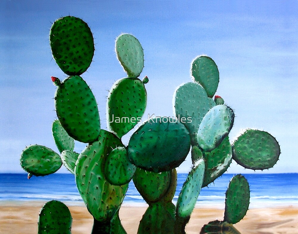 ""Nopal de la Mar" - oil painting of a cactus on the beach" by James ...