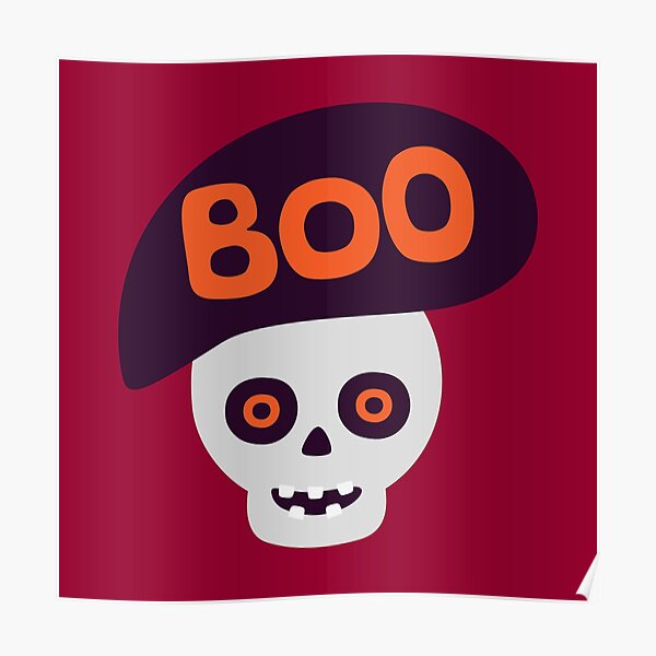 "Boo skeleton face scary spooky halloween chracter with hat" Poster by ...