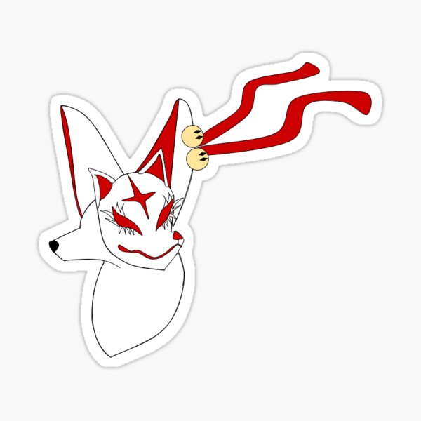 "Kitsune Japanese Fox Sticker " Sticker for Sale by pepperdIp | Redbubble