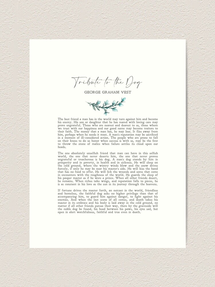 "Tribute to the Dog | George Graham Vest | Speech | Eulogy | Court Case ...