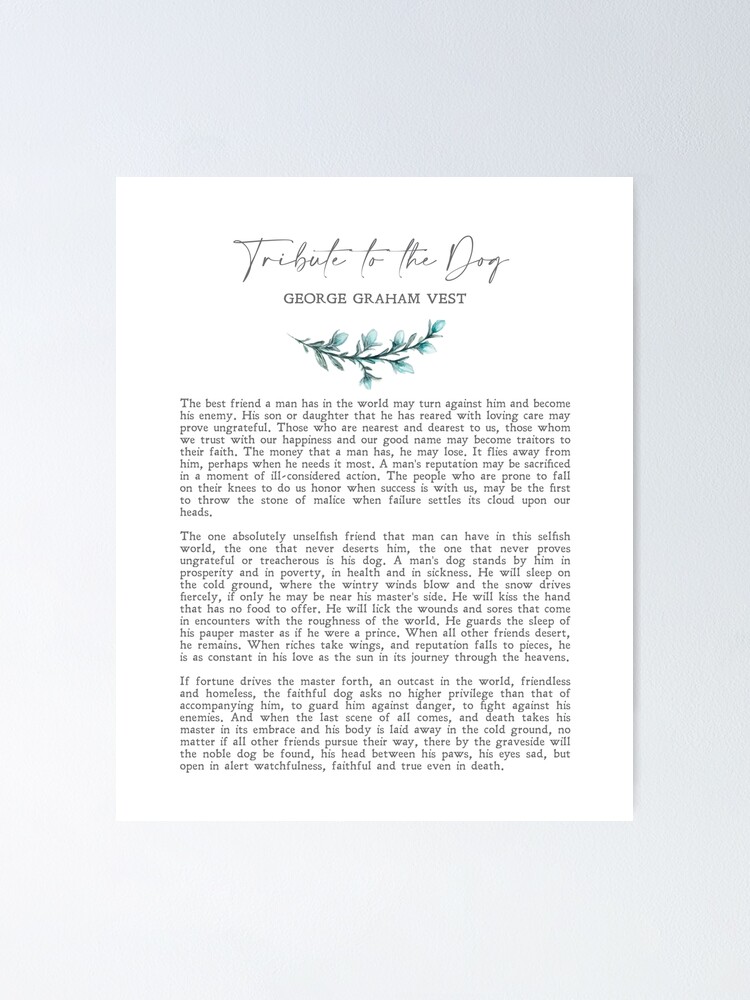 "Tribute to the Dog | George Graham Vest | Speech | Eulogy | Court Case ...