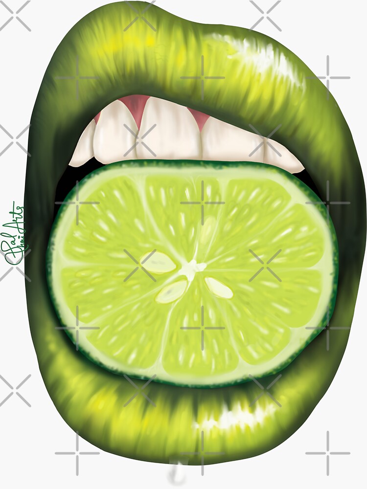 "Lime Lip Drip Digital Art " Sticker for Sale by SalShaiArts | Redbubble