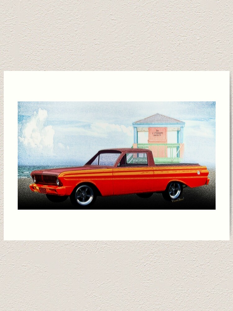 "1965 Ford Falcon Ranchero Day at the Beach" Art Print by ChasSinklier ...