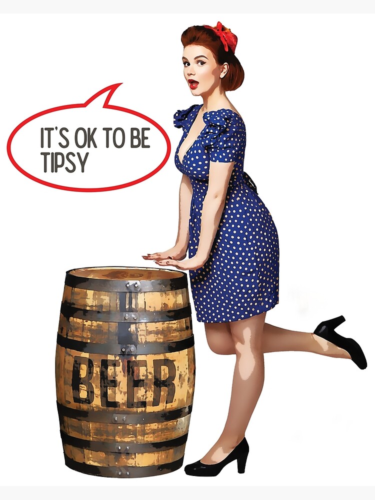 "Pinup girl posing next to beer barrel modern Pinup girl style retro ...