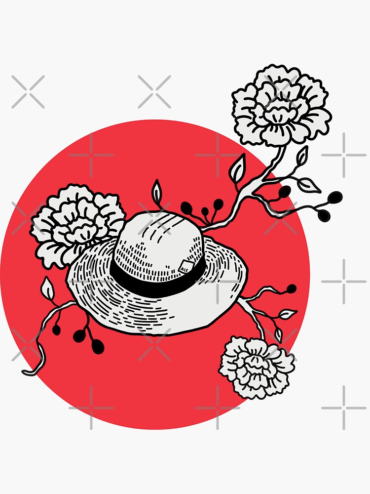 "Red Straw Hat" Sticker by Agashyou | Redbubble