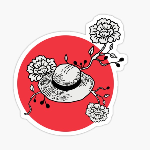 "Red Straw Hat" Sticker by Agashyou | Redbubble
