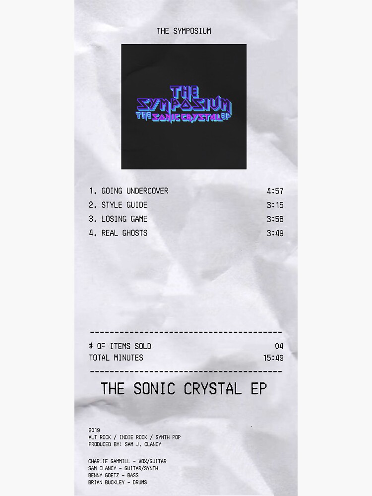 "The Symposium The Sonic Crystal EP album receipt" Sticker for Sale by ...