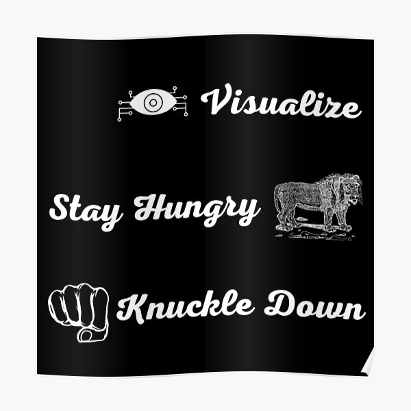 "Visualize, Stay Hungry, Knuckle Down - Inspirational" Poster for Sale ...