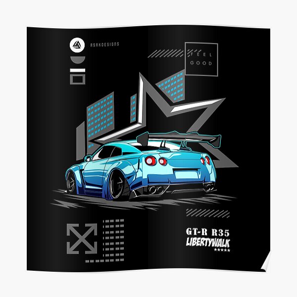 "R35 GT-R godzilla jdm vector art" Poster for Sale by ASAKDESIGNS ...